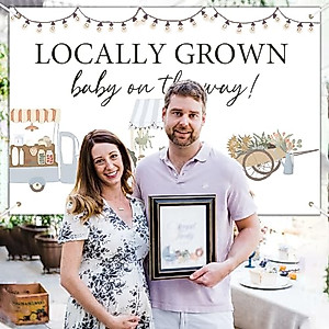 kreat4joy Locally Grown Baby Shower Backdrop, Vegetable and Fruit Baby Shower Decorations, Farmer's Market Baby Shower Decorations Backdrop for Kids Boy Girl Baby Shower Photography Background