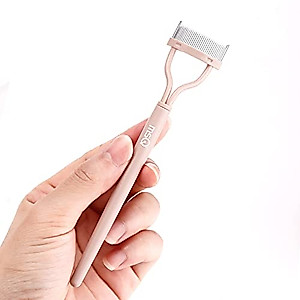 Eyelash Separator Eyelash Comb Lash Separator Tool MSQ Mascara Brush Eyelash Brush Separator Mascara Comb Arc Designed Mascara Applicator With Cover Naked Pink (1PCS)