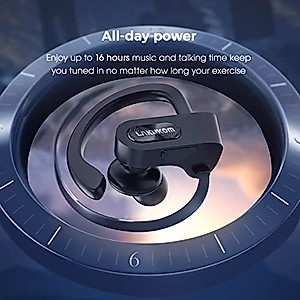 Lakukom Bluetooth Headphones, Deep Bass Wireless Running Headphones w/16 Hrs Playtime, Bluetooth Earbuds in-Ear w/Earhooks, IPX7 Waterproof Sports Earphones with Microphone for Calls