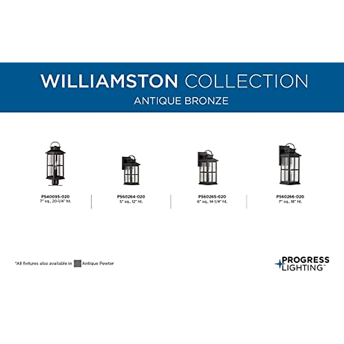 Progress Lighting Williamston Collection 1-Light Clear Glass Antique Bronze Farmhouse Outdoor Small Wall Lantern Light, 12.00x5.00x6.00