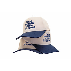 Visibly Toxic I'm So Mentally Stable It's Insane Hat, Funny Hat, Funny Gifts, Party Hat, Sports Baseball Cap, Casual Adjustable Size Tan/Blue