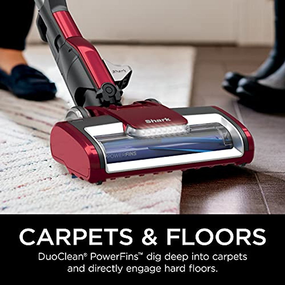Shark HZ602 Ultralight Pet Pro Corded Stick Vacuum with PowerFins & Self-Cleaning Brushroll, Perfect for Pets, Converts to Hand Vacuum, Pet Power Brush, Crevice & Upholstery Tools, Comet Red