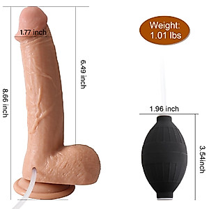 Realistic Squirting Dildo 8.66 Inch Ejaculating Cumming Dildo, Suction Cup G-Spot Anal Hands-Free Soft Dildos Fake Penis Cock, Sex Toy for Women Gay Men Solo Couples Pleasure