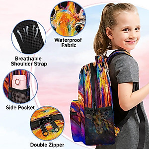 Cute Giraffe Backpack for Girls Boys Kids School Student Bookbag Galaxy Nebula Laptop Backpack 14 Inch Travel Daypack Computer Bag for Women Teenager College Work