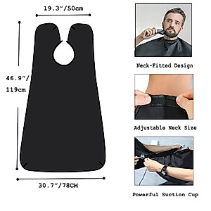 MOLANLY 2Pcs Beard Bib Beard Apron - Waterproof Beard Hair Catcher for Men Shaving & Trimming - Non-Stick Beard Cape Grooming Cloth with 2 Suction Cup, Christmas Gifts for Men Father Boyfriend