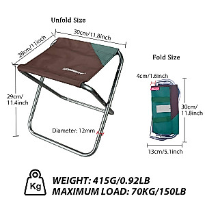 AOUTACC Portable Folding Stool, Collapsible Multi-Purpose Foldable Chair Used as Outdoor Stool,Camping Stool,Garden Stool,Camping Foot Rest,Fishing Chair, Beach (Brown, Large-11.8"x11"x11.4")