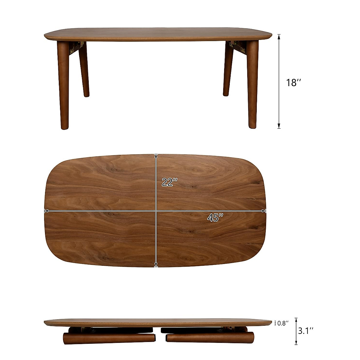 Wood Folding Coffee Table Space Saving Side Table