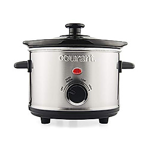 Courant Mini Slow Cooker Crock, with Easy Options 1.6 Quart Dishwasher Safe Pot, Stainless Steel