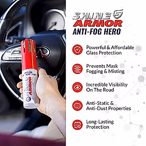 SHINE ARMOR Graphene Ceramic Coating Spray Highly Concentrated for Vehicle Paint Protection and Shine with Hydrophobic Top Coat Technology & Anti Fog Hero Microfiber Cloth Windshield Glasses Spray