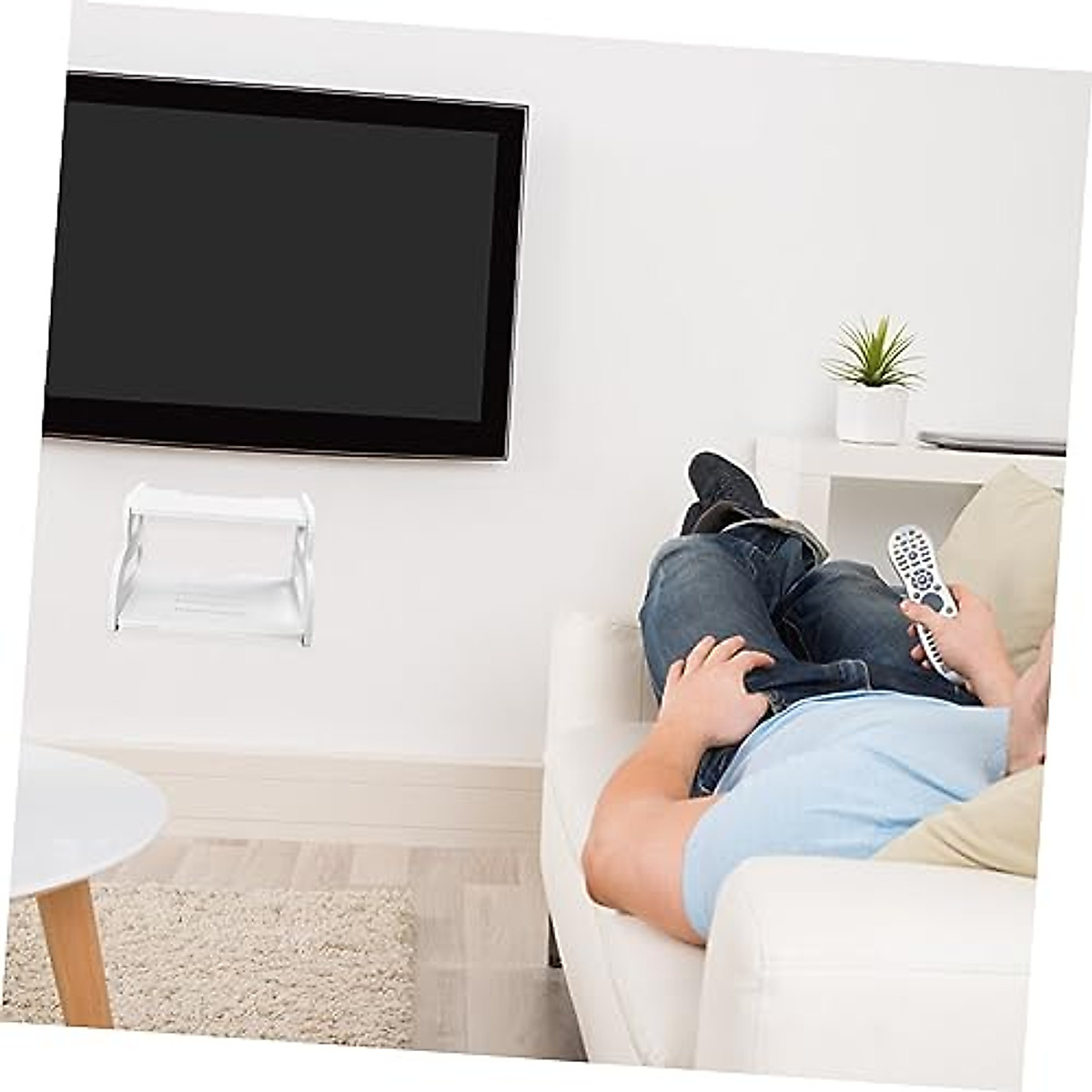 SOESFOUFU 1pc Router Rack Floating Wall Mounted Shelf Storage Shelves for Kitchen Storage Rack Monitor Wall Mounting Brackets Household Router Holder Home Storage Holder White Foam Board