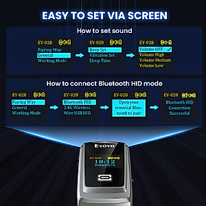 Eyoyo QR Code Scanner with LCD Display, Mini Portable Bluetooth Barcode Scanner, Wireless 1D 2D Book Bar Code Scanner for Library Classroom Inventory Compatible with iPhone iPad Android iOS POS Laptop