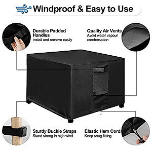 OutdoorLines Outdoor Waterproof Patio Ottoman Covers - Square UV-Proof Patio Side Table Cover Windproof Heavy-Duty Furniture Covering Protector 25L x 25W x 17H Inch, Black