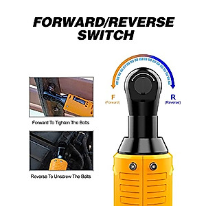 Adedad Cordless Electric Ratchet Wrench Set, 3/8" Power Ratchet Wrench, 40 Ft-lbs 400RPM 12V Battery Ratchet Tool Kit with 2 Pack 2.0Ah Lithium-Ion Battery and 1 Fast Charger