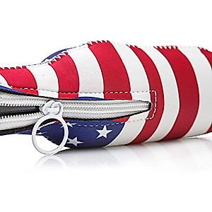 Beer Bottle sleeves - Set of 6 Zipper American Flag Theme Coolies - Extra Thick Neoprene - Fully stitched, Non-Glued Base - Bonus Bottle Opener - Trendy & Awesome Gift or Hosting Item #6USF