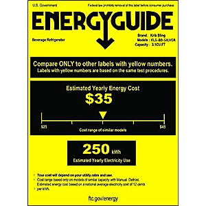 KRIB BLING Mini Fridge With Freezer,3.5 Cu. Ft Compact Refrigerator With 2 Doors,7- Level Adjustable Thermostat, Removable Glass Shelves For Bedroom, Office, Kitchen, Apartment, Dorm, Silver