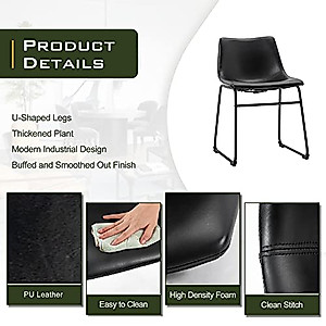 NicBex Retro Side Chair Dining Chair with Metal Legs for Kitchen, Living, Dining Room, Set of 2, (Black Color) (A-GE17014-USSU014)