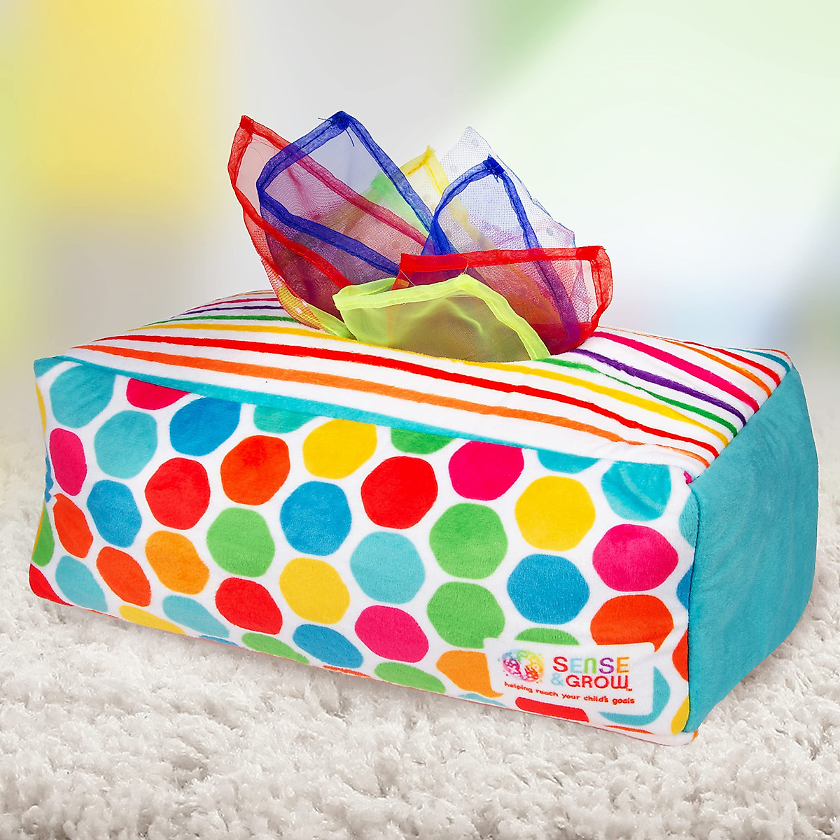 Sensory Pull Along Baby Tissue Box - Montessori Toy for 6-12 Months+