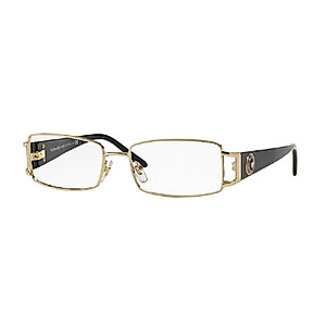 Versace VE1163M 1252 52M Pale Gold Rectangular Eyeglasses For Women+ BUNDLE With Designer iWear Eyewear Kit
