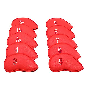 HISTAR Golf 10pcs Thick Synthetic Leather Golf Iron Head Covers Set Headcover Fit All Brands Titleist, Callaway, Ping, Taylormade, Cobra, Nike, Etc