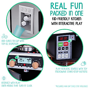 Lil' Jumbl Jumbl Kids Kitchen Set, Pretend Wooden Play Kitchen, Battery Operated Icemaker, Microwave, Range Hood, Stove Top, Oven, with Realistic Sound & Lights, Pots, Pan, & Utensils Included