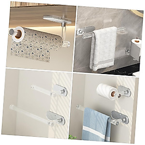 Anneome 2pcs Nail Towel Rack Kitchen Towel Bar Kitchen Towel Hangers Wall Mounted Towel Rack Toilet Paper Hanger Self Adhesive Hand Towel Holder Bath Towel Hanger Acrylic Transparent