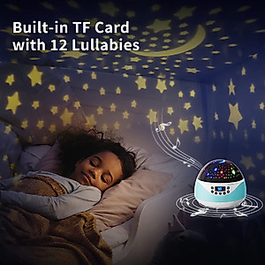 NeasupLife Star Night Light Projector for Kids,Baby Night Light Sensory Lights Starry Stars Projector with Timer & Music & Remote Control,360 ° Rotating,Gifts for 2-5-8-10 Year Old Boys (Blue)