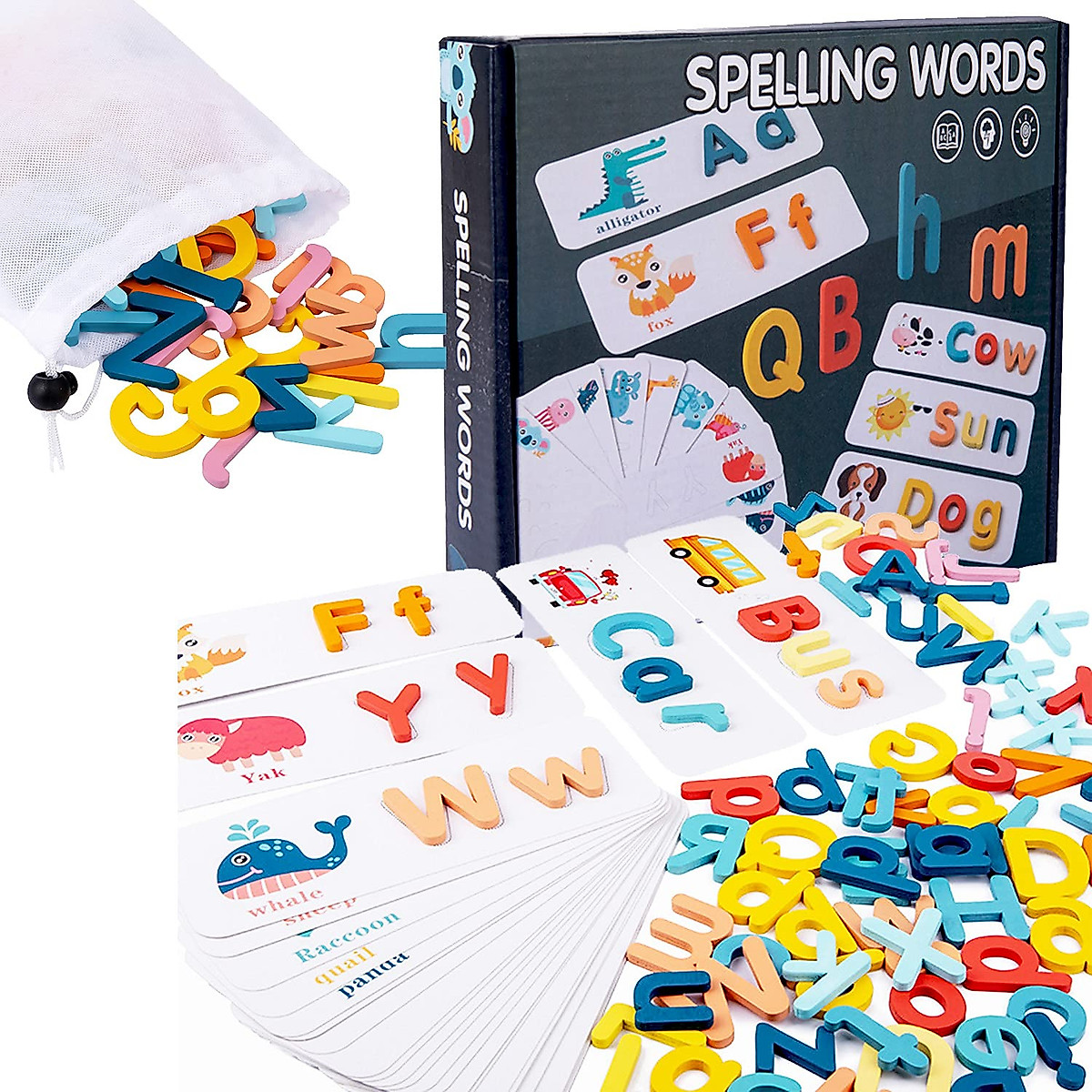Educational Toys for 3-8 Year Olds Girls Boys, 105 PCS See and Spell Learning Toys, Matching Letter Spelling Game Sight Words Games Educational Preschool Toys - Ideal Gifts