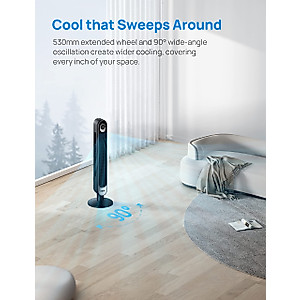Dreo Smart Tower Fan WiFi Voice Control, Works with Alexa/Google, Cruiser Pro T1S Floor Standing Bladeless Oscillating Fan with Remote, 6 Speeds, 4 Modes, 12H Timer, for Indoor Bedroom Home Office