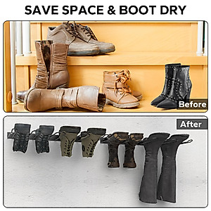 VANSHINIEER 2 Pack Boot Rack Wader Hangers Wall Mounted Shoe Rack, Metal Boot Hangers for Tall Boots and Cowboy Boot, 4 Pair Boot Storage Organizer for Closet Entryway Indoor Garage