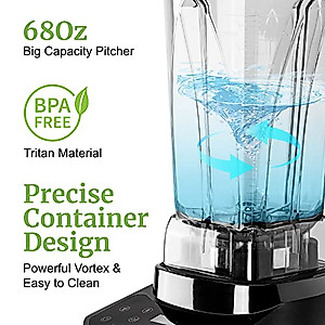 Ventray Blender Smoothie Maker 1500W 68 Oz Blender for Shakes and Smoothies Countertop Blender for Kitchen Professional Blender and Food Processor Combo with 6 Speed Settings 5 Programs