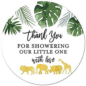 2" Round Jungle Safari Baby Shower Thank You Favor Stickers (40 Labels)