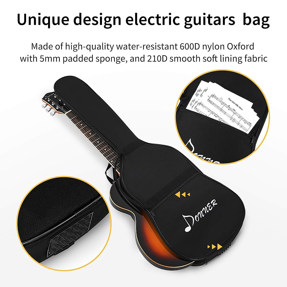 Donner 39 Inch Electric Guitar Solid Body Beginner Kit & Guitar Cable 10 ft