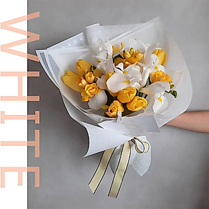 Frosted Flower Wrapping Paper White Lines Gift Packaging Florist Bouquet Supplies 20 Counts (White)