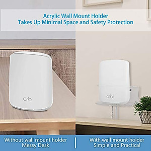 Acrylic Wall Mount Holder for NETGEAR Orbi Larger Whole Home Dual Band Mesh WiFi 6 System (RBK351)(RBK352)(RBK353)(AX1800) - Bracket Hanger Stand Holder for Orbi Larger WiFi 6 by TIUIHU (2-Pack)