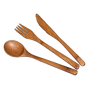 Totally Bamboo 3-Piece Bamboo Flatware Set, Dishwasher-Safe Fork, Spoon and Knife