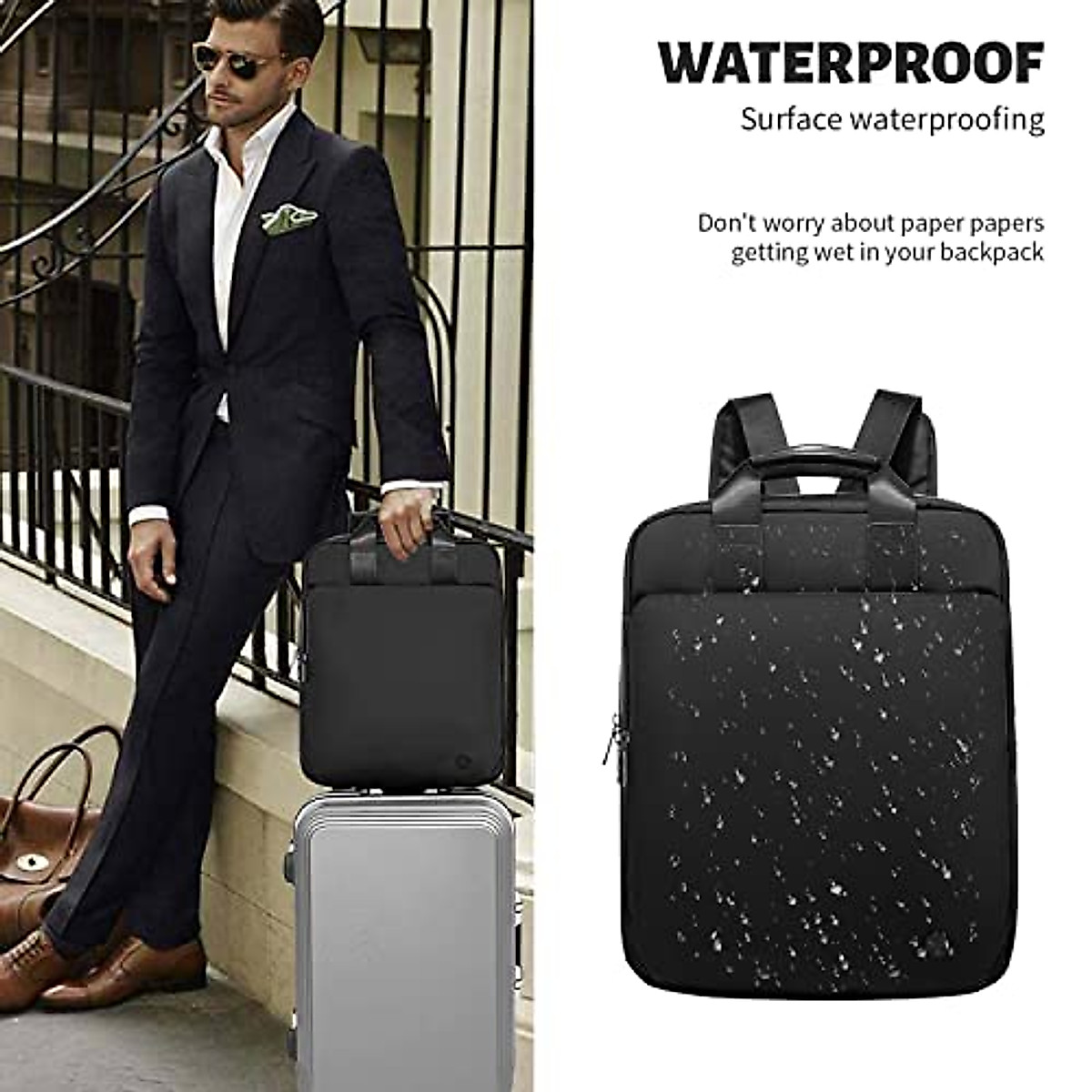 BAI YI Travel Backpack for Men, 15.6 Inches Mens Backpack for Work Travel Essentials Business Laptop Backpack, Durable Waterproof Backpack