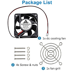 GDSTIME 60mm Fan, 60mm x 60mm x 25mm Dual Ball Bearings 12V DC Brushless Cooling Fan
