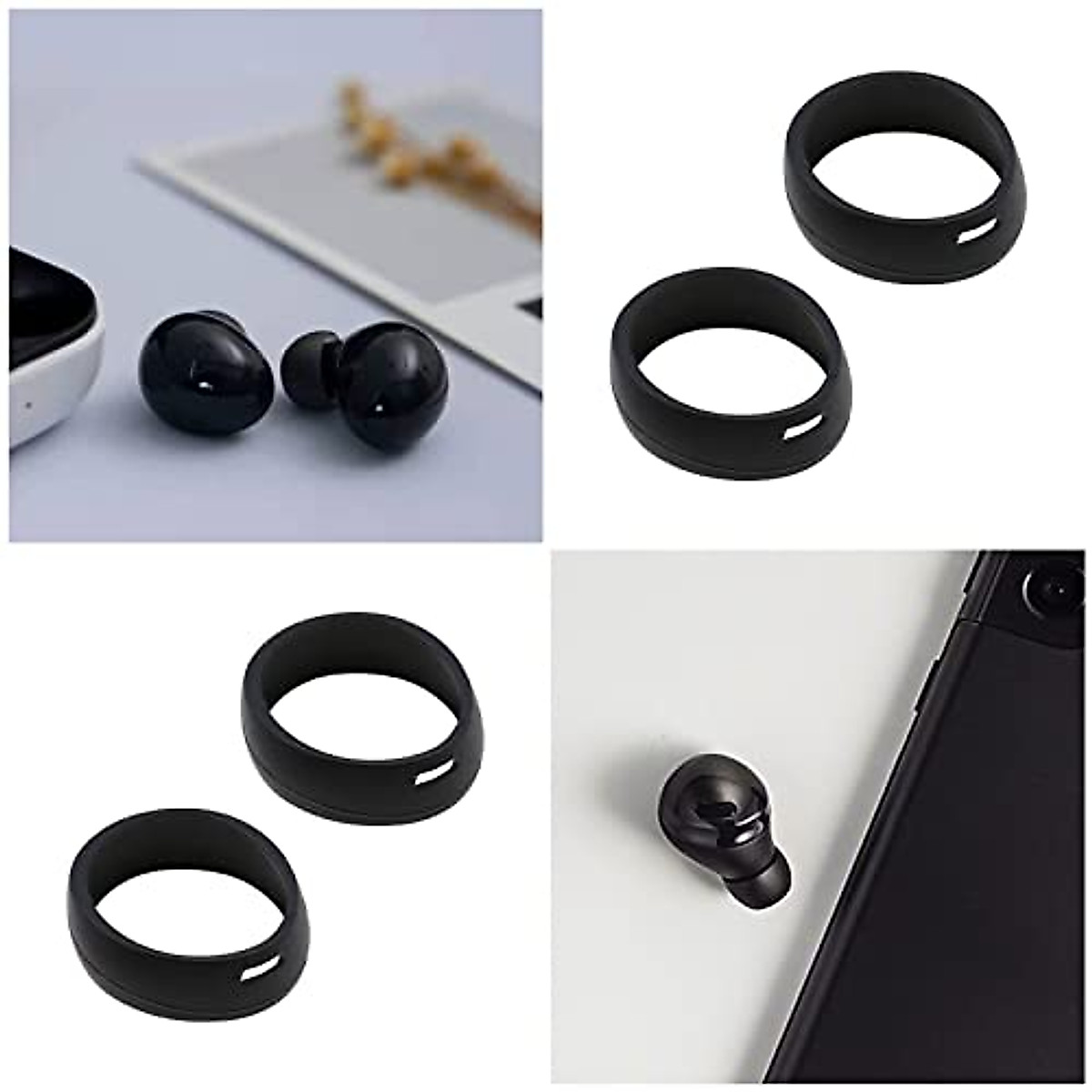 4 Pairs Silicone Anti-Slip Eartips Compatible with Samsung Galaxy Buds 2019 & 4 Pairs Earhooks Compatible with Samsung Galaxy Buds+ R175/R170 Black