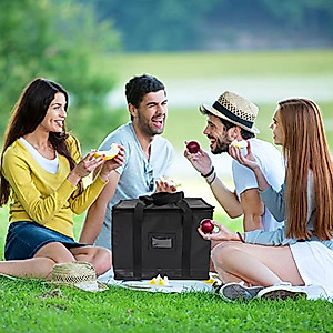CUBTOL Large Camping Warmer for Transport Jumbo Carrier Reusable Travel Portable Restaurant Beverage Black Insulated Shopping Soft Grocery and Collapsible Picnic Lunch Tote Food Bag