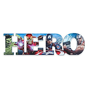 Open Road Brands Marvel Hero Character Collage Wood Block Decor - Hang or Display in a Bedroom, Play Room or Man Cave