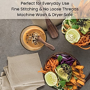 Cotton Clinic Premium Waffle Kitchen Towels 12 Pack – Soft Absorbent Quick Drying Table and Kitchen Linen - Dish Towels, Dish Cloths, Tea Towels and Cleaning Towels with Hanging Loop – 16x28 / Beige