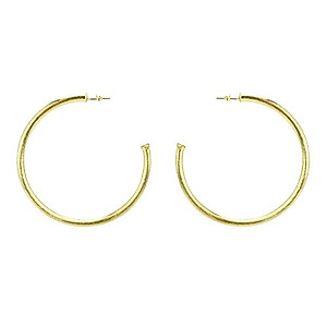 Sheila Fajl Everybody's Favorite Large 2.5 Inch Tubular Lightweight Statement Hoop Earrings in Brush Gold Plated