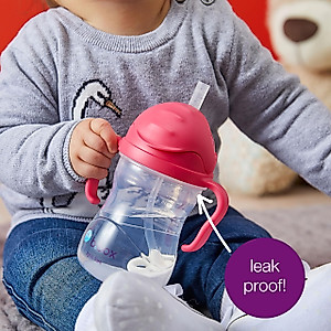 box Sippy Cup with Weighted Straw. Drink from any Angle, Leak Proof, Spill Proof, Easy Grip. BPA Free. For Babies 6m+ to Toddlers (Apple, 8oz)