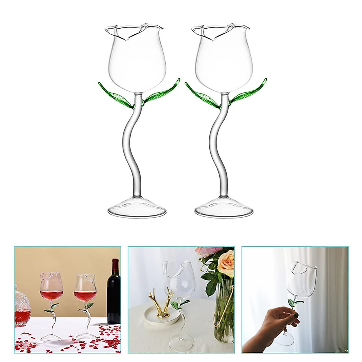 Martini Glasses Cup Flower Shaped Glasses Drinking Cup Wine Glasses Delicate Champagne Cup Glass Goblet Rose Design Wine Cup Liquor Holder Wine Glasses