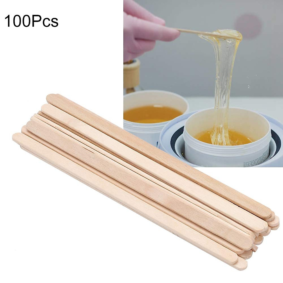 100 Hair Removal Stick,Wax Sticks, Disposable use design clean and hygienic Wood Waxing Craft Sticks Spatulas Applicators for Face Eyebrows Lip Hand Hair Removal Eyebrow and Body