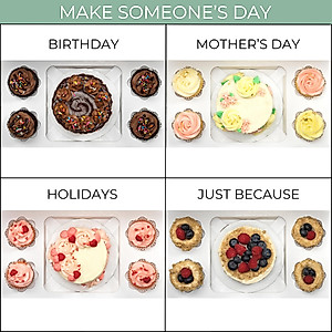 BlackRidge Home Bento Cake Box with Cupcakes - Perfect for Bento Box Cake and Cupcakes, Bento Cake and Cupcake Boxes Combo, 5 Sets: Cupcake and Bento Cake Boxes Fit 4 Regular Cupcakes and Mini Cake.