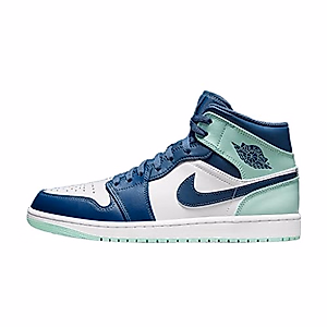 Nike Men's Air Jordan 1 Mid Sneaker, Mystic Navy/Mint Foam-white, 10