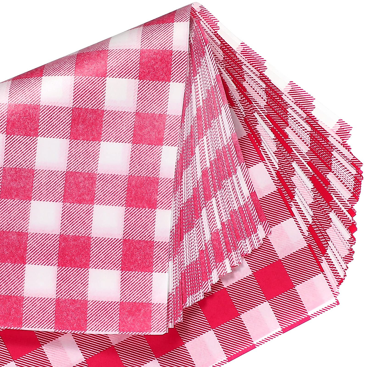 100 Pcs Deli Paper Sandwich Checkered Paper Oktoberfest Food Wrapping Grease Resistant Liner Papers Wax Paper Sheets Carnival Oktoberfest Decorations Barbecues Picnics 12 x 10 Inch (Red and White)