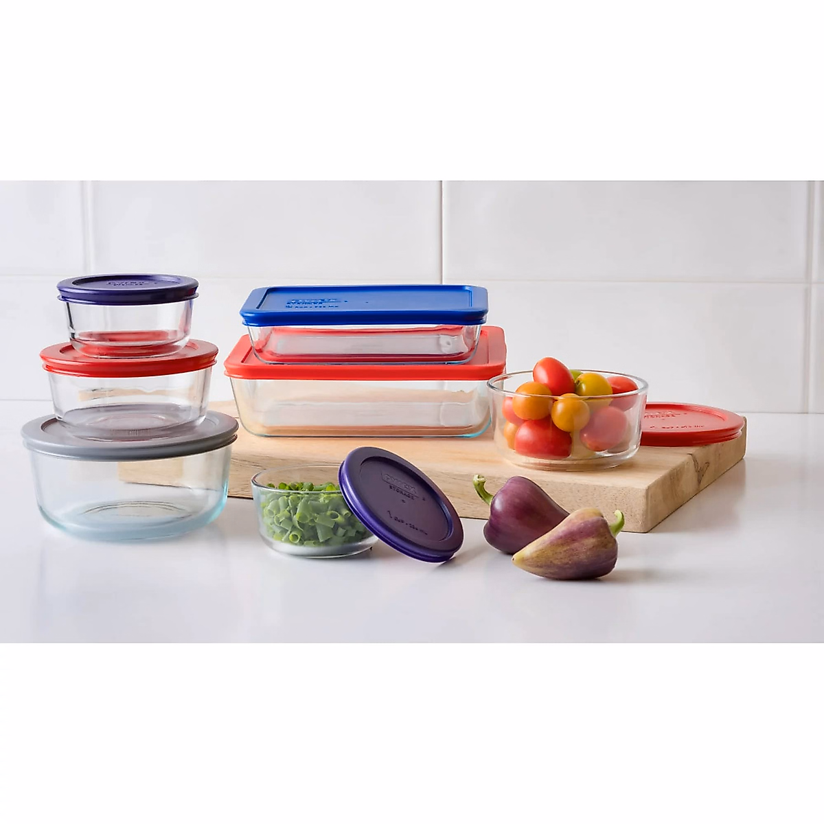 24 Piece Food Storage Containers Set with Easy Snap Lids (12 Lids + 12 Containers) - Glass Containers for Pantry