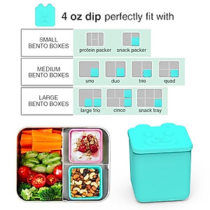 MORLIKE LIVING Dips Containers To Go, Silicone Salad Dressing Container, 4 oz Small Condiment Container with Leakproof Lid - Food Safe Storage for School Lunch Box Picnic Travel (Green- Mint)